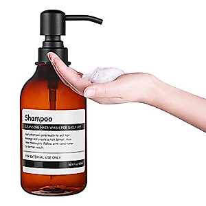 2 Set Foaming Hand Soap Dispenser Bathroom, Stainless Steel Foam Dispenser (Matte Black Pump + Amber Bottle)