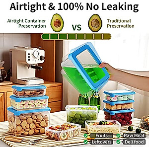 Lockcoo 10 Pack Food Storage Containers Set with Lids Airtight, BPA Free Plastic Food Containers, Leakproof Stackable Kitchen Containers - Freezer, Microwave & Dishwasher Safe (Blue)