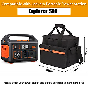 Carrying Case Compatible with Jackery Explorer 500/ECOFLOW River/River Pro/BLUETTI EB3A/GRECELL T500 Portable Power Station,Waterproof Travel Storage Bag for Charging Cable and Accessories(Bag Only)