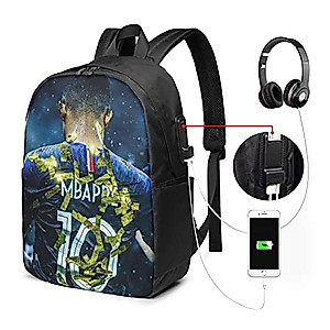 #10 #7 Mbappe King Of France Classic 17 Inch Laptop Backpack Large Capacity College Backpacks School Bookbags For Women Men