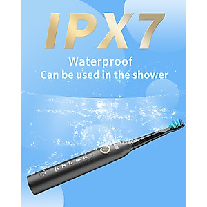 SEAGO Electric Toothbrush for Adults, Ultrasonic Toothbrushes with 8 Brush Heads, Rechargeable Electronic Toothbrush, Black, SG-507