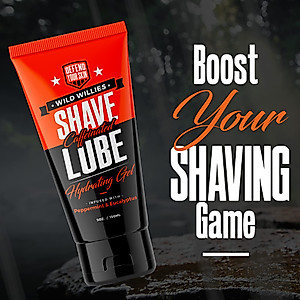 Premium and Hydrating Shaving Gel, Shave Lube by Wild Willies - Formulated with Caffeine, Calming Jojoba Oil & Cooling Eucalyptus Oil to Reduce Redness, Fight Nicks, Cuts, and Razor Burns
