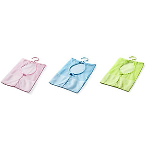 FASANIY Clothespin Bag Hanger Hanging Multipurpose Storage Mesh Colorful Organizer Closet Rack Clothes Clip Collection (Fresh Green (1pc) + Pretty Pink (1pc) + Breezy Blue (1pc))