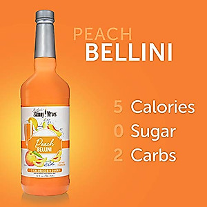 Jordan's Skinny Mixes Sugar Free Peach Bellini Mix, Flavored Cocktail Mixer for Drinks, Peach Drink Flavoring for Cocktails & Mocktails, Low Calorie, Gluten Free, Keto Friendly, 32 Fl Oz, 1 Pack