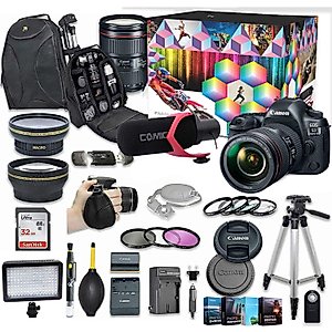 Canon EOS 5D Mark IV DSLR Camera Video Kit with Canon EF 24-105mm f/4L is II USM Lens + Wide Angle Lens + 2X Telephoto Lens + Flash + SanDisk 32GB SD Memory Card + Accessory Bundle