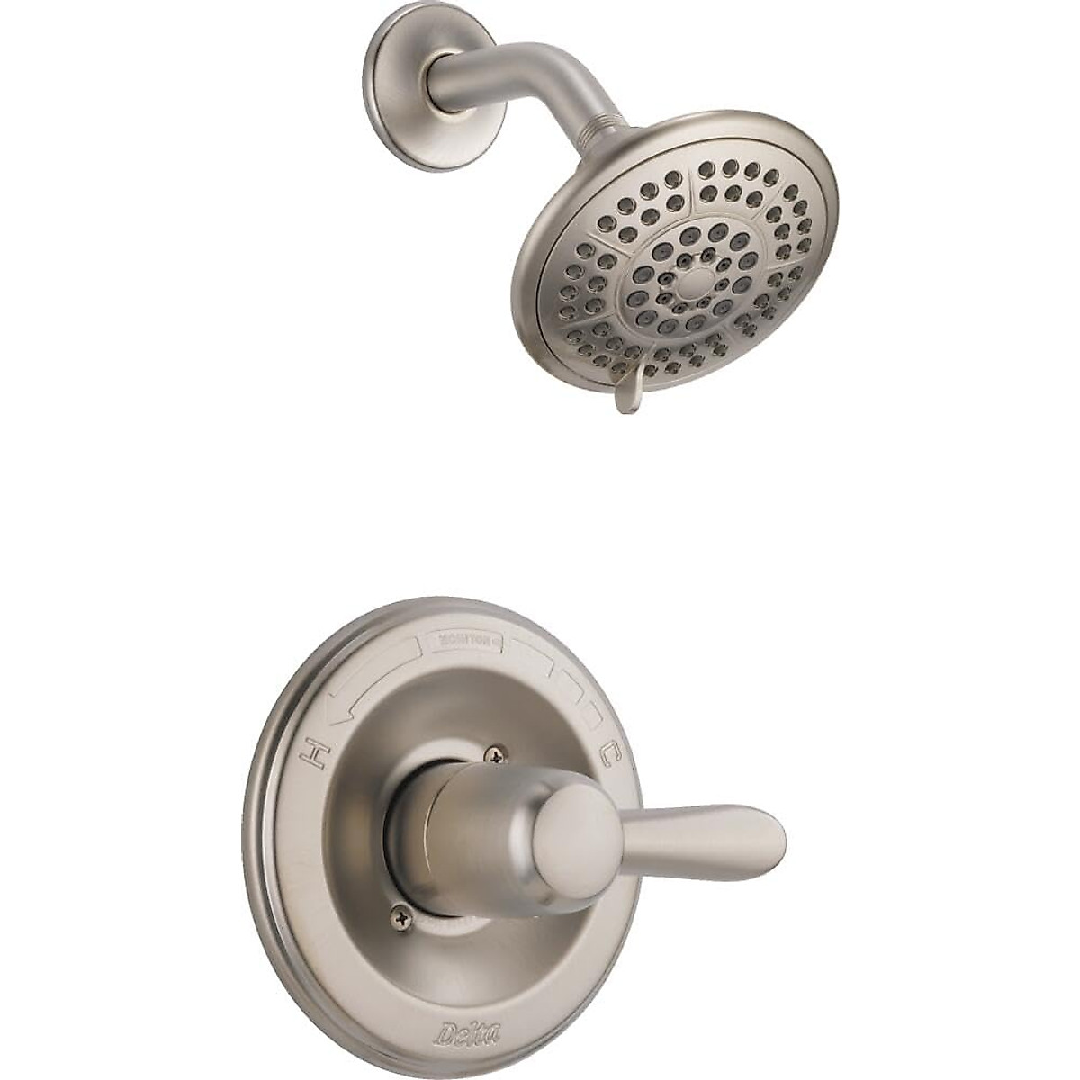 Delta Faucet Lahara 14 Series Single-Function Shower Faucet Set, 5-Spray Shower Head, Shower Handle, Brushed Nickel Shower Faucet, Delta Shower Trim Kit, Stainless T14238-SS (Valve Not Included)