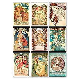 97 Decor Alphonse Mucha Art Print - Art Nouveau Decor, Alfons Mucha Poster, Art Deco Wall Art, Vintage French Nouveau Advertisement Painting, Fine Art Posters for Bedroom Decorations (7x10 UNFRAMED)
