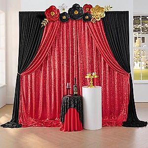 Outpain 2 Panels 2ft x 10ft Red Sequin Backdrop Curtain fpr Party, Not See Through 4ft x 10ft Red Backdrop Drapes for Wedding Party Christmas Photography Home Decoration