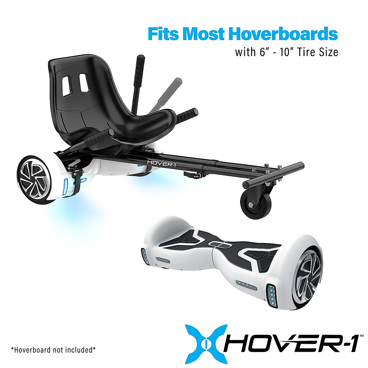 Hover-1 Buggy Attachment | Compatible with Most 6.5" & 8" Electric Hoverboards, Hand-Operated Rear Wheel Control, Adjustable Frame & Straps, Easy Assembly & Install