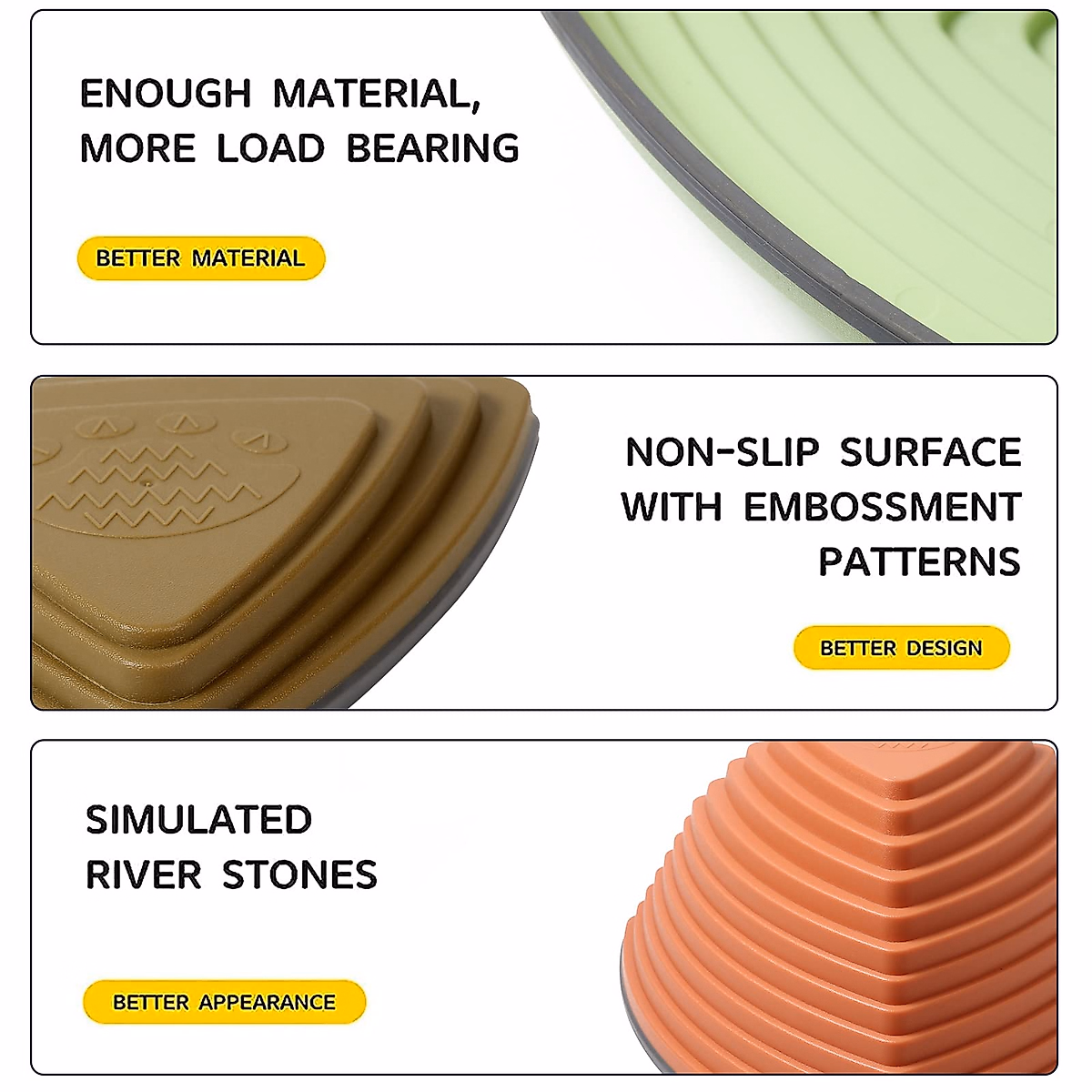 makarci Stepping Stones for Kids 12pcs Obstacle Courses Play Indoor Outdoor, Full Rubber Rim Plastic Hilltop for Kids Balance and Integration Improvement Age 3 4 5 6 7 8 + (Forest)