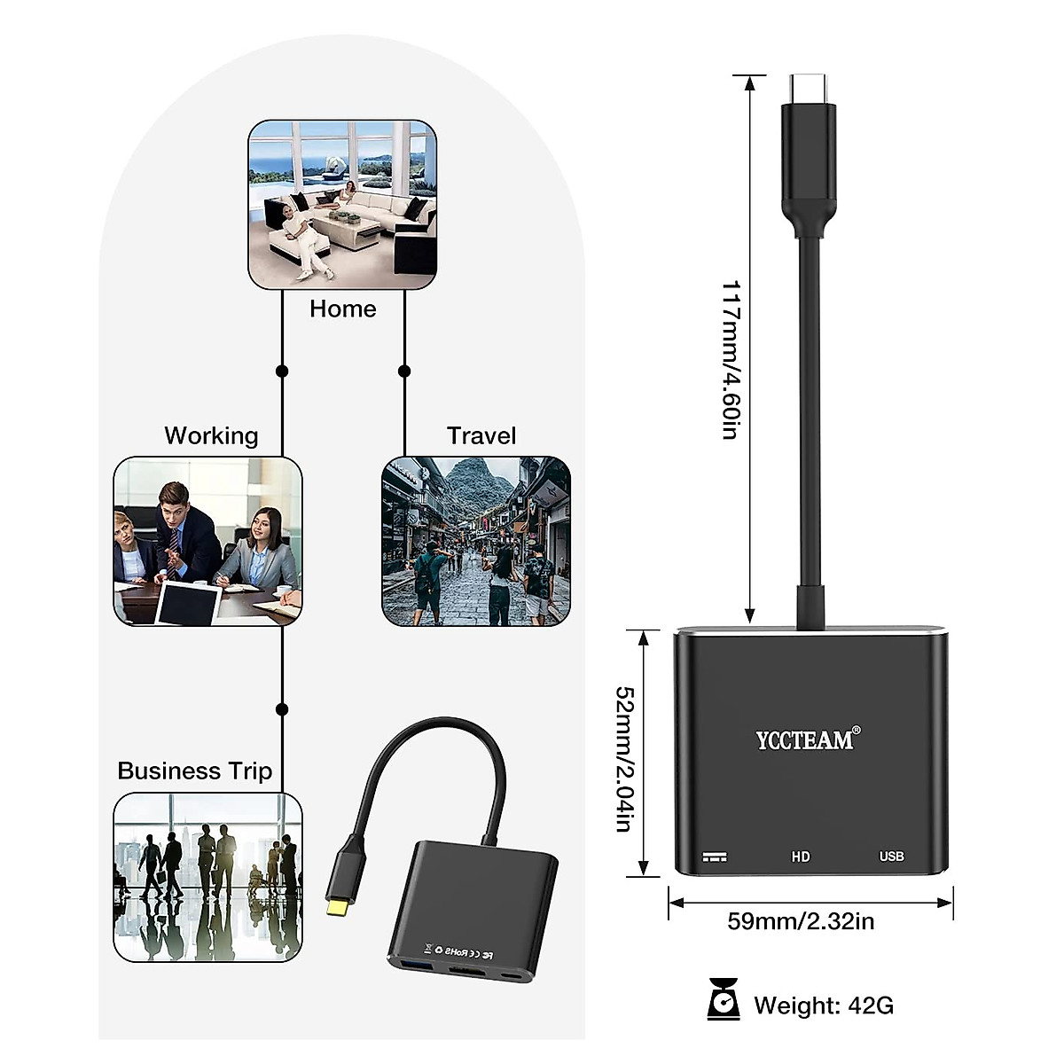 YCCTEAM Switch Dock for Nintendo Switch/OLED, USB C to HDMI TV for Nintendo Switch, Portable 4K Switch Adapter Docking Station for TV/Steam Deck/Samsung DeX/PC, and More