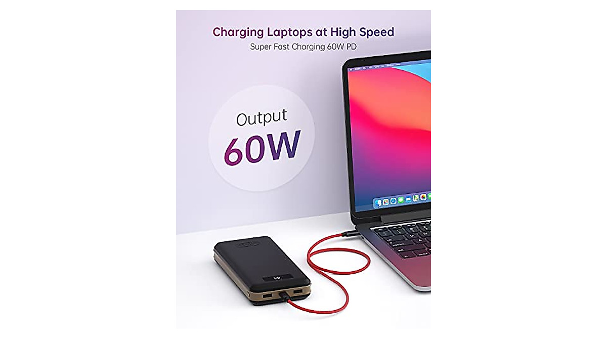 imuto 30000mAh Power Bank with 60W PD USB-C – Fast Portable Charger