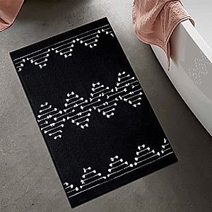 AGELMAT Boho Bathroom Rug 2' x 3',Woven Washable Small Black and White Area Rug for Bedroom,Moroccan Cotton Kitchen Rug Farmhouse Throw Rug Bohemian Bath Mat for Hallway Entry Doorway Laundry