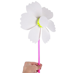 Wakauto 10pcs DIY Pinwheels Craft for Handmade White Blank Paper Pinwheels Making Craft Painting Party Favors for Home Crafting,Craft Group Activities