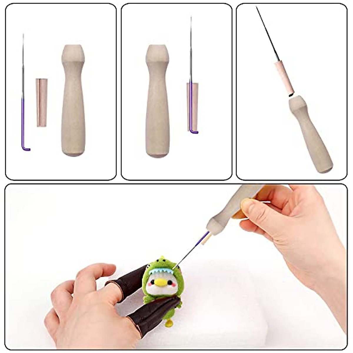 Needle Felting Kit, Animal Doll Felting Kit with Felting Needles,Beginner Includes 4 Felting Needles, DIY Needle Felting Supplies for Christmas, Children's Day, Other Festival and Crafts(Crocodile)