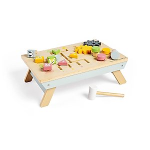 Bigjigs Toys FSC® Certified Tabletop Activity Bench - Sustainable Wooden Activity Table for 1 Year Olds, 4 Activities for Fine Motor Skills, Quality Early Development & Activity Toys