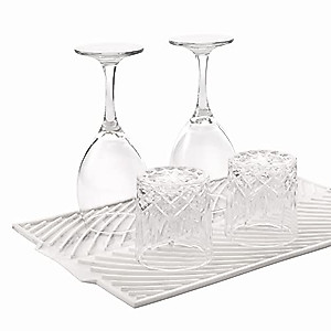 COOK WITH COLOR Silicone Dish Drying Mat - Heat Resistant Silicone Drying Mat for Dishes - 15" x 9.65" Dish Pads for Drying - Kitchen Counter Mat and Trivet, Dishwasher Safe (Marble)