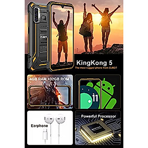 CUBOT Rugged Smartphone, King Kong Rugged Cell Phone, 4GB+64GB, 48MP Camera, Android 11 Phone, 6.1” HD+ Screen, 5000mAh Battery, 4G Dual SIM Phones, IP68 Waterproof Cell Phone, Face ID, Orange