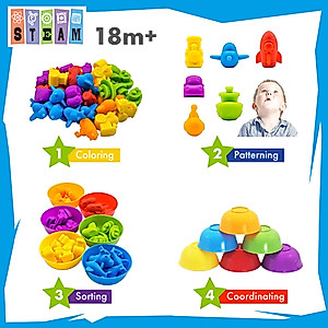 UNIQUE KIDS Counting Educational Learning Toy Set with Sorting Cups – Fun Color Classification and Math Training Game for Toddlers and Preschoolers Ages 3 and Up (Transport Vehicles)