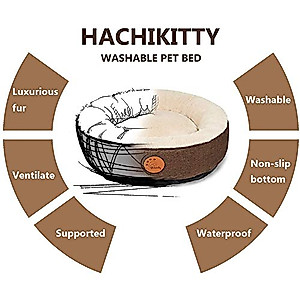 HACHIKITTY Washable Donut Cat Bed Round, Cat Beds Indoor Cats Medium, Small Cat Bed Machine Washable