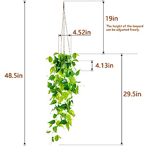 BACAMA Artificial Hanging Plants in White Pot Fake Greenery Vines Decor with Rope for Office Garden Home Wedding Room Decorations 1PCS