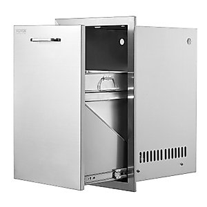 VEVOR Outdoor Kitchen Trash Drawer 16Wx22Hx16 D, Propane Tank Drawer, Stainless Steel Pull Out Trash Drawer with Handle, Outdoor Kitchen Cabinets Trash Can Pull Out, Outdoor BBQ Island Trash Bin