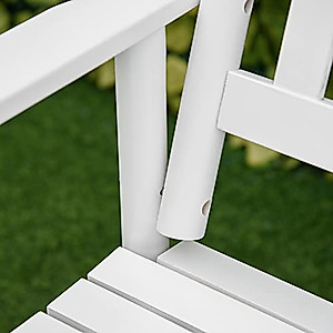 Outsunny Wooden Outdoor Glider Bench for Two People, Patio Loveseat Swing Rocking Chair with Armrest, Slatted Seat and Backrest, White