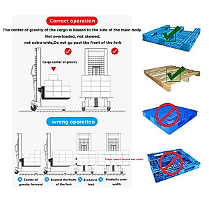 EQCOTWEA 2T Manual Forklift Pallet Stacker, 4400 lbs Capacity, 63-inch Lift Height, Adjustable Forks, Hydraulic System Stacker, Hand Operated Pallet Forklift for Lifting Single-Sided Pallets