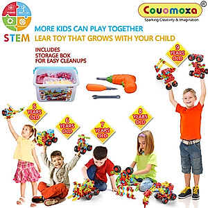 COUOMOXA Building Toys, 404 Pieces STEM Toys Kit Creative Construction Engineering Learning Set for 5, 6, 7, 8+ Year Old Boys&Girls Best Toy Gift for Kids |Take-A-Part Building Blocks