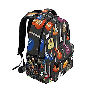 Music Guitar School Backpack for Teen Boys Girls Kids Bookbag Laptop Backpack Travel Daypack Student Computer Bag Schoolbag for Women Men Teens College Work Fits 14 Inches Notebook