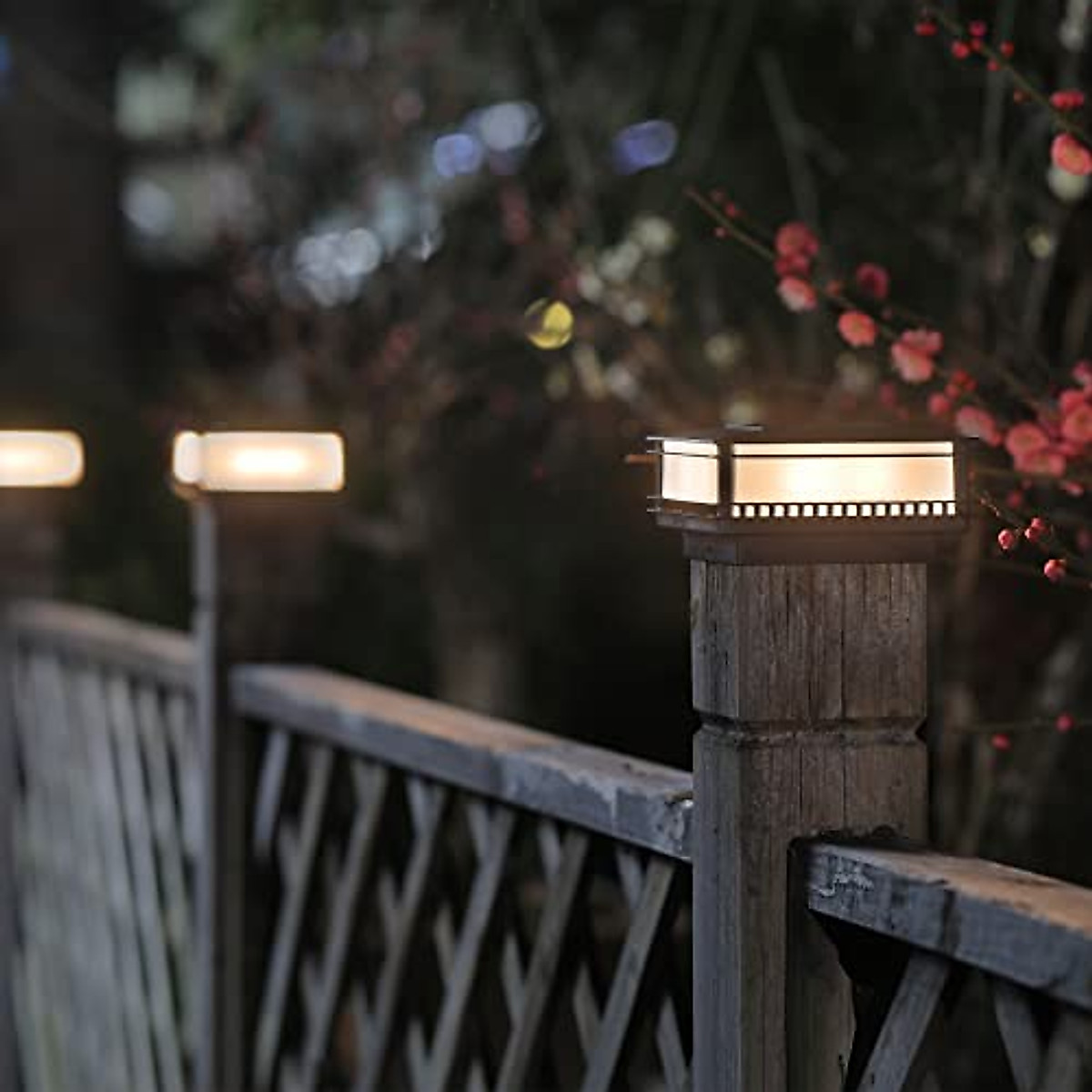 Dynaming 6 Pack Solar Post Cap Lights Outdoor, Classic Solar Powered Fence Post Lights, High Brightness Warm White SMD LED Lighting Decor for Garden Deck Patio, Fit 4x4, 5x5 or 6x6 Wooden Posts