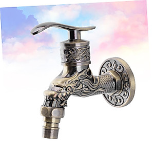 DOITOOL 3 Pcs Antique Faucet Washing Machine Tap Kitchen Water Tap Garage Water Tap Decorative Wall Water Tap Wash Basin Water Tap Taps Bath Tub Tap Shower Spray Faucet Shower Head Brass