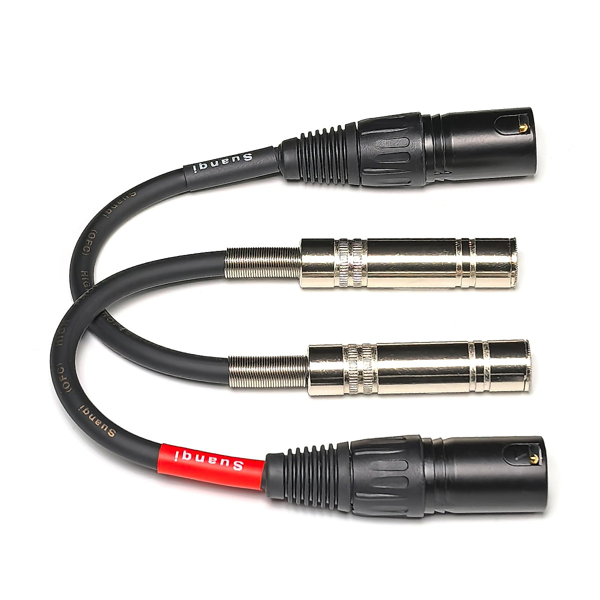 Suanqi XLR Male to 1/4 inch TRS Female Adapter Cable, 6 inch, 2 Pack (XLR Male to TRS Female)