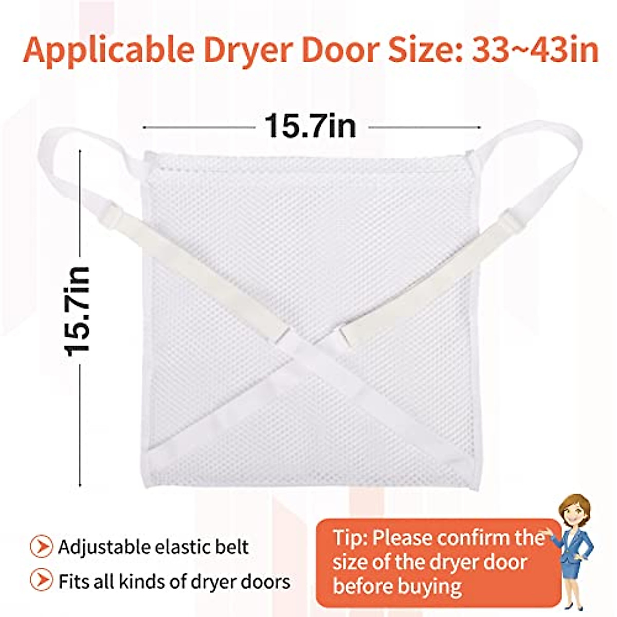 Shoe Dryer Bag - Upgrade Sneaker Shoes Laundry Dry Bag with 33~43in Elastic Strap Adjuster, Sneaker Washing Mesh Net for Most Dryers Door - 15.7in Large 2pcs