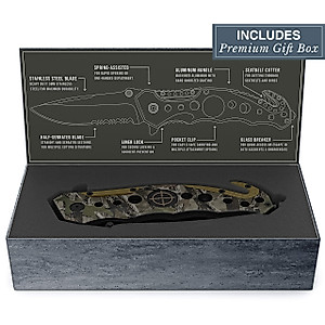 Swiss Safe 3-in-1 Tactical Knife for Military and First Responders - Hunting Camouflage