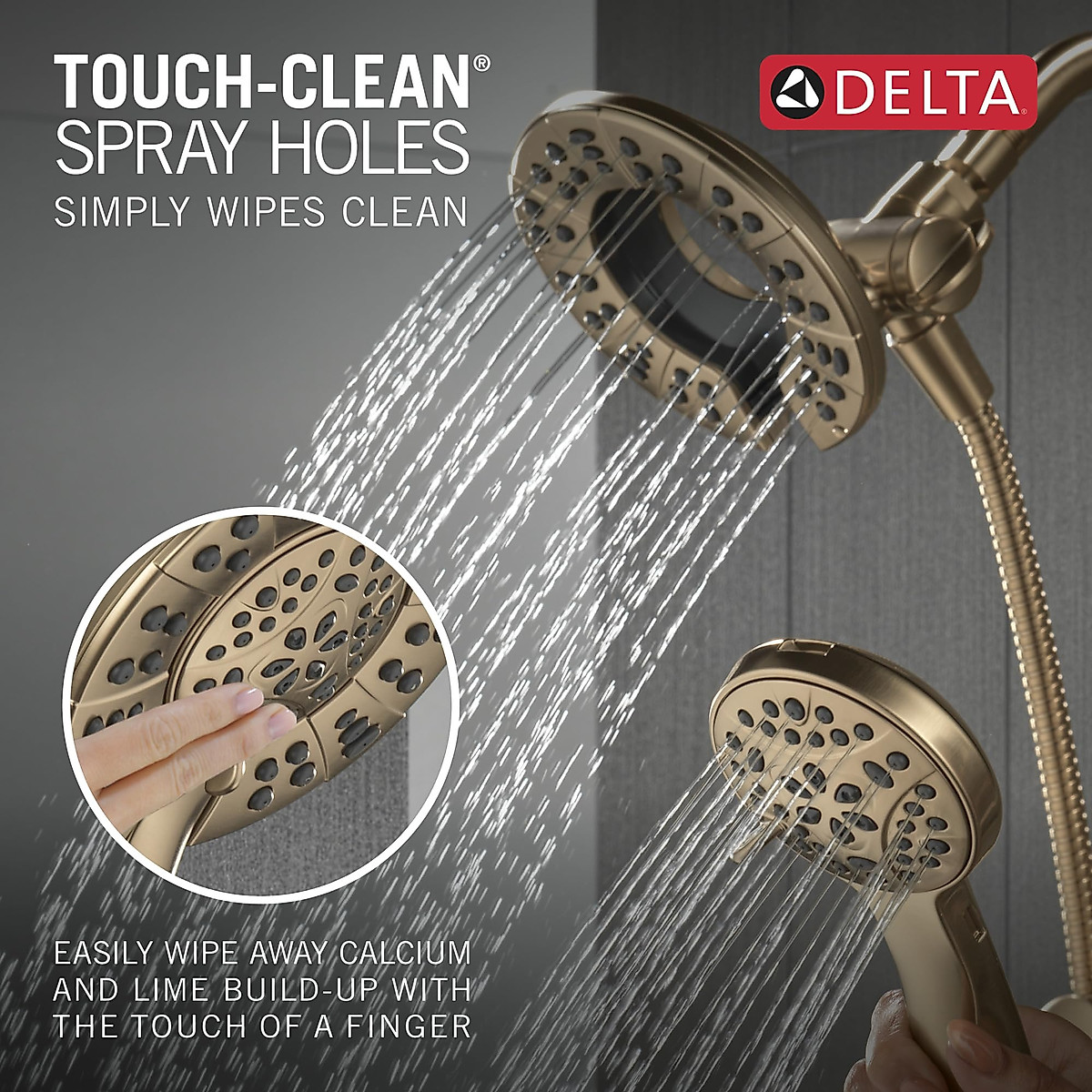 Delta Faucet Albion 14 Series Single-Handle Shower Faucet, Gold Shower Trim Kit with 4-Setting In2ition 2-in-1 Dual Hand Held Shower Head with Hose, Champagne Bronze T142855-CZ-I (Valve Not Included)