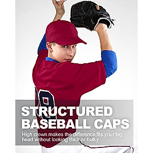 Zylioo XXL 100% Cotton Baseball Cap Hat,Oversized Structured Fitted Cap,Adjustable Size Dad Cap for Big Heads 60cm-65cm