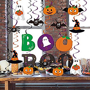 Ivenf Halloween Decorations Hanging Swirls 30ct, Cute Pumpkin Ghost Spider Bat Boo Party Decor, Ofiice Home Indoor Halloween Party Supplies Gifts