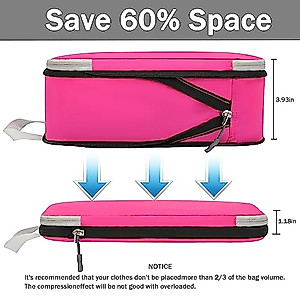 Dec-Mec 4Set Nylon Compression Packing Cubes Expandable Packing Organizers for Carry on suitcase, Compression Cubes with Shoe Bag for Travel Accessories Luggage