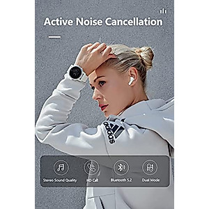 Bluetooth Headphones Wireless Earbuds for iPhone/Android, Noise Cancelling Immersive Waterproof Wireless Earphones with Charging Case Compatible with iPhone 14/13/12/11/SE/X/8/7/iPad/Android - White