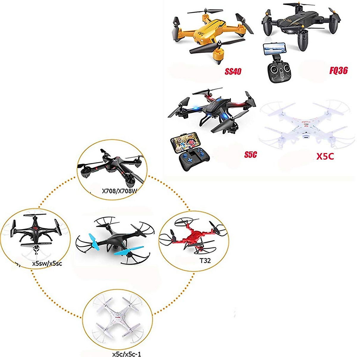 sea jump 5pcs 3.7v 800mAh Lithium Battery with 5-in-1 Charger for Syma X5C X5C-1 X5 X5SC X5SW H5C V931 S5C S5W SS40 FQ36 T32 T5W H42 CW4 UAV 2.4G RC Quadcopter Spare Battery