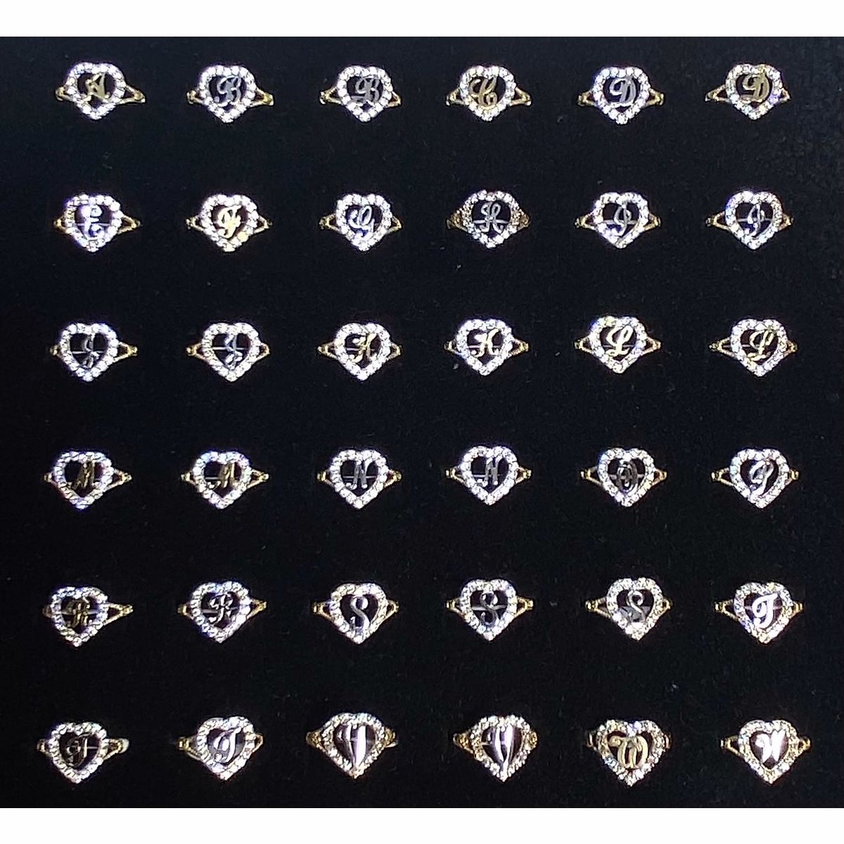 12 MM LONG LADIES TWO TONE HEART INITIAL CURSIVE ALPHABET LETTER RING REAL 10K YELLOW GOLD 4009 (J)