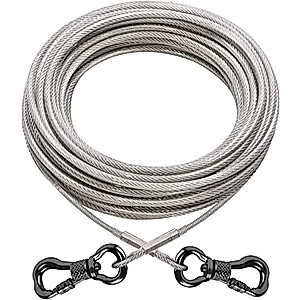 XiaZ 50 ft Dog Tie Out Run Trolley Cable, Pet Heavy Duty Reflective Dog Leash Lead Runner for Large Dogs Up to 250 Pound Silver