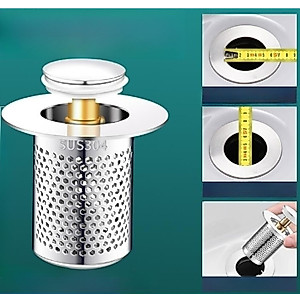 Homezo Sink Stopper with Basket - Upgraded Sink Stopper with Basket, Sink Stopper with Basket, Upgraded Bathroom Pop-up Drain Stopper and Strainer. (1 Long+1 Short)