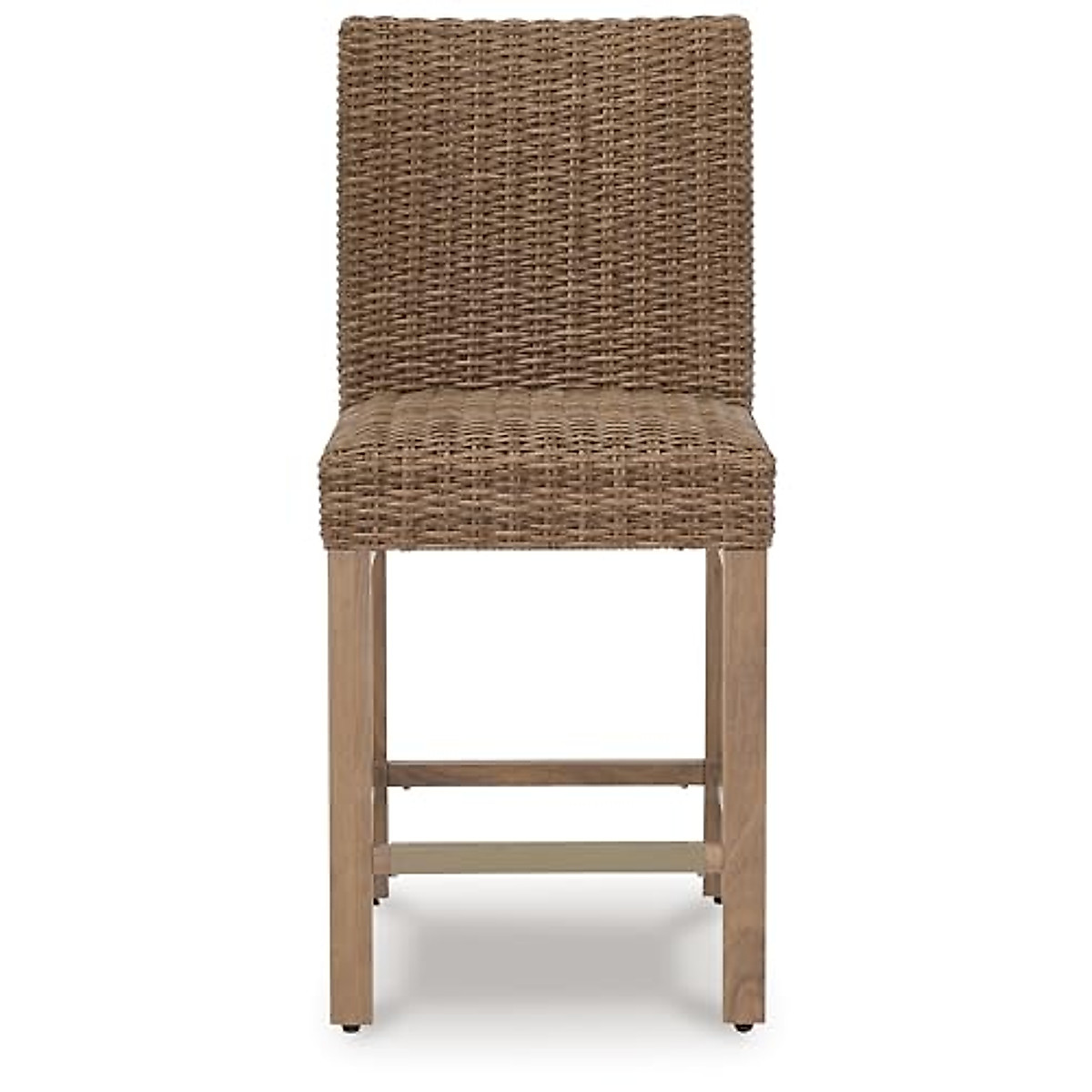 Signature Design by Ashley Walton Bridge Casual Weather Resistant Armless Cushioned Indoor/Outdoor Bar Stool with Cushioned Seat, Set of 2, Light Brown