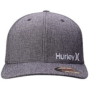 Hurley Men's Caps - Flexfit Curve Bill Baseball Cap - Summer Hats for Men (S-XL), Size Large-X-Large, Light Grey