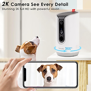 Samrado 2K Pet Camera with Phone App - 360° View, 5G & 2.4G WiFi Two-Way Audio Dog Camera with Treat Dispenser Security Pet Camera for Dogs Remote Pet Monitoring
