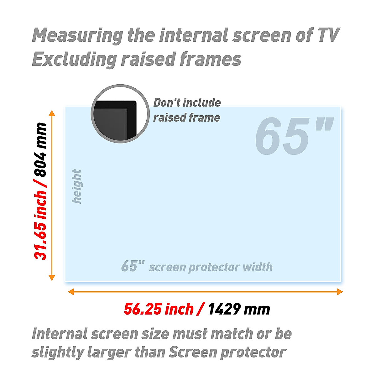 Anti-Glare Film for TV 65 Inch Anti-Blue Light Film Anti UV TV Screen Protector Indoor & Outdoor TV Glare Screen Frosted Film Anti-Reflection Rate Up To 90%