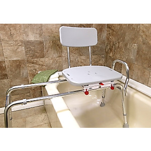 Eagle Health Supplies - Swivel Sliding Bath Transfer Bench (77662) - Regular (Base Length: 39" - 40") - Heavy-Duty Shower Bathtub Chair