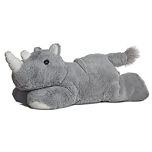 Aurora® Adorable Mini Flopsie™ Rhino Stuffed Animal - Playful Ease - Timeless Companions - Gray 8 Inches